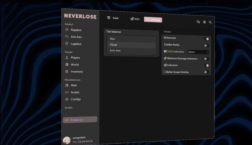 NeverLose.cc - Marketplace - Script " Ephemeral Debug | Best aa on market | own all."