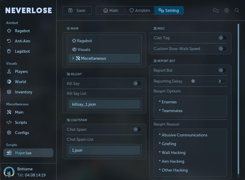 NeverLose.cc - Marketplace - Script "Major.lua | Best Semirage Script"