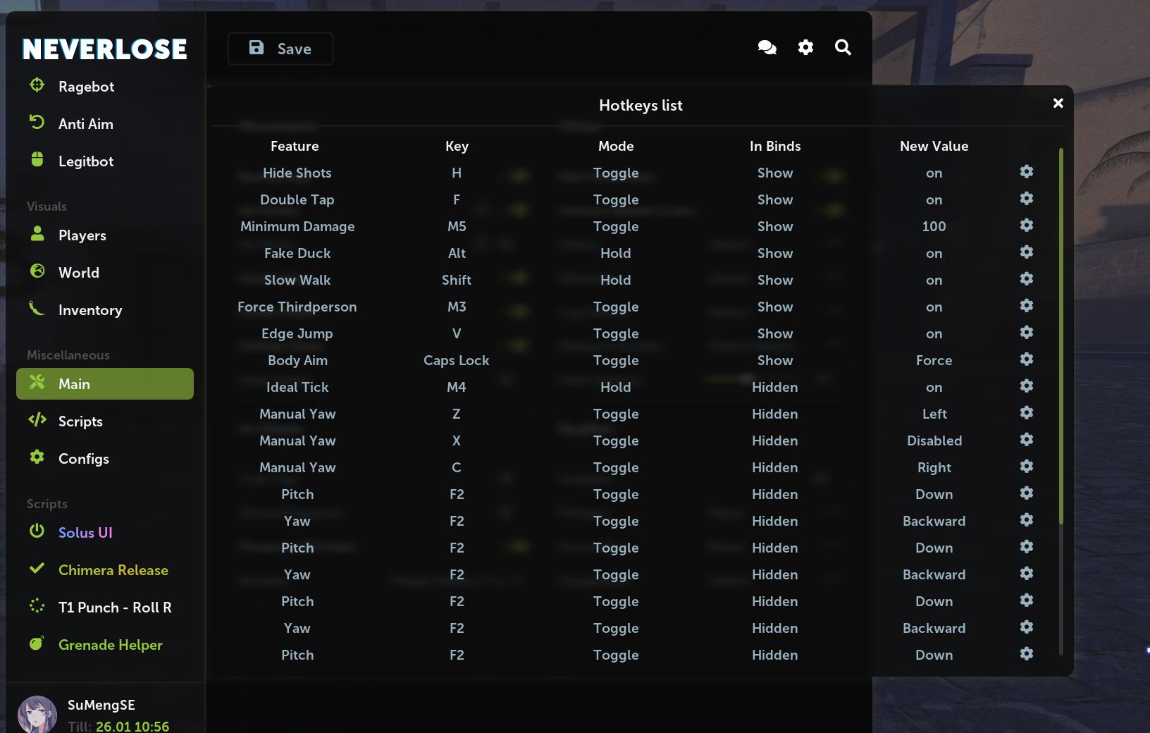NeverLose.cc - Marketplace - Config "💦Chimera GuanPi💦"