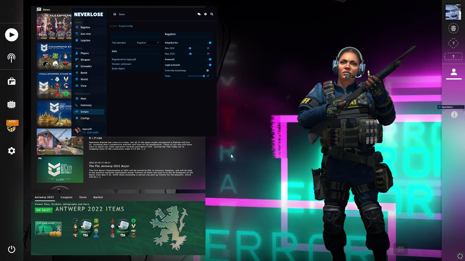 NeverLose.cc - Marketplace - Config "Legacy legit-semirage config"