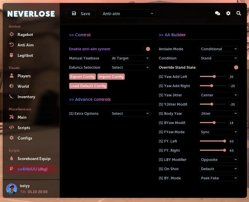 NeverLose.cc - Marketplace - Script "co4Hbluu.lua [debug]"