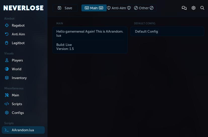 NeverLose.cc - Marketplace - Script "AArandom.lua"