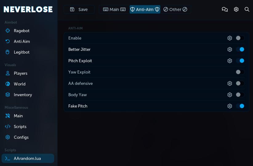 NeverLose.cc - Marketplace - Script "AArandom.lua"