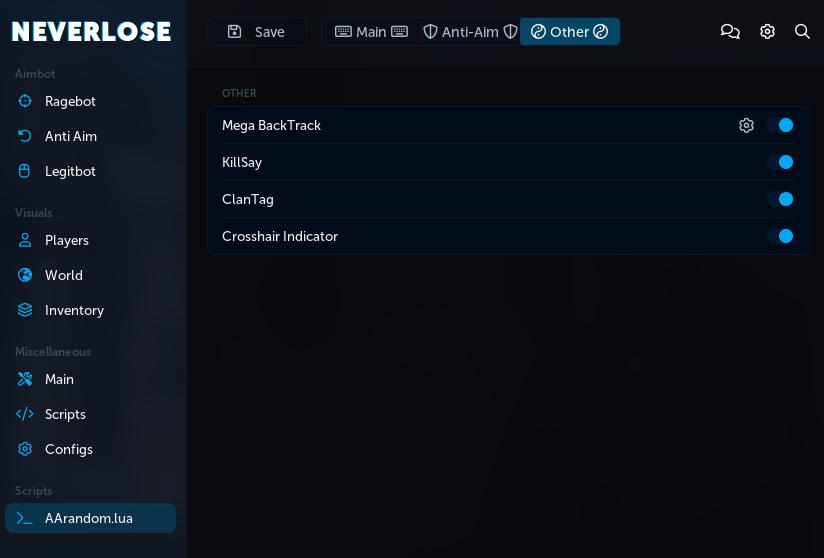 NeverLose.cc - Marketplace - Script "AArandom.lua"