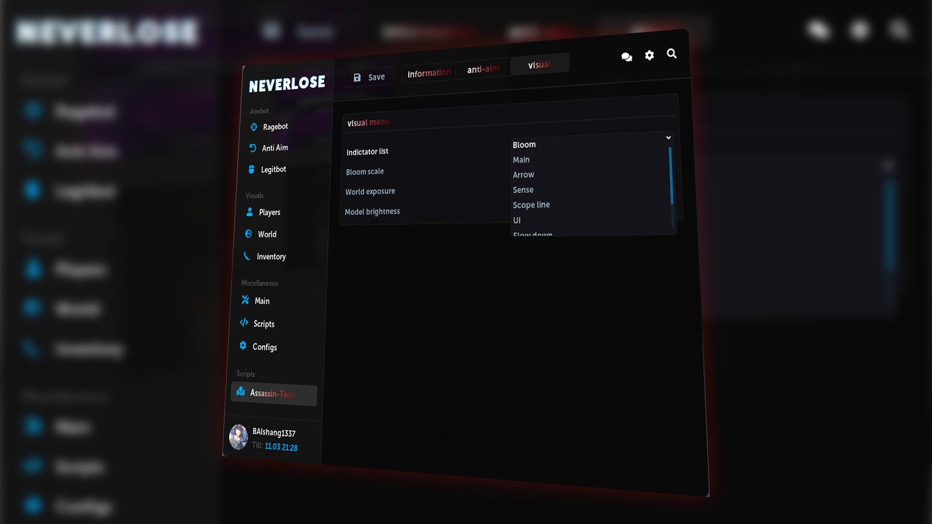 NeverLose.cc - Marketplace - Script "Assassin-Tech"