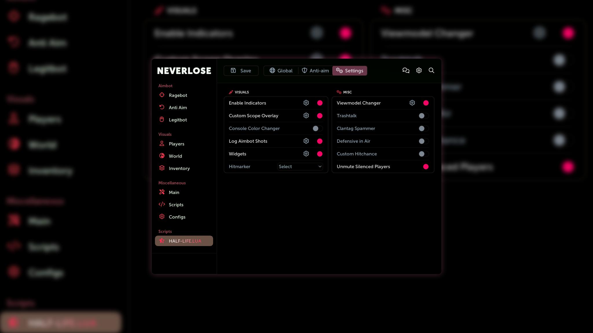 NeverLose.cc - Marketplace - Script "🎮$ Half-life.lua [BETA] Renewed $🚀 ...