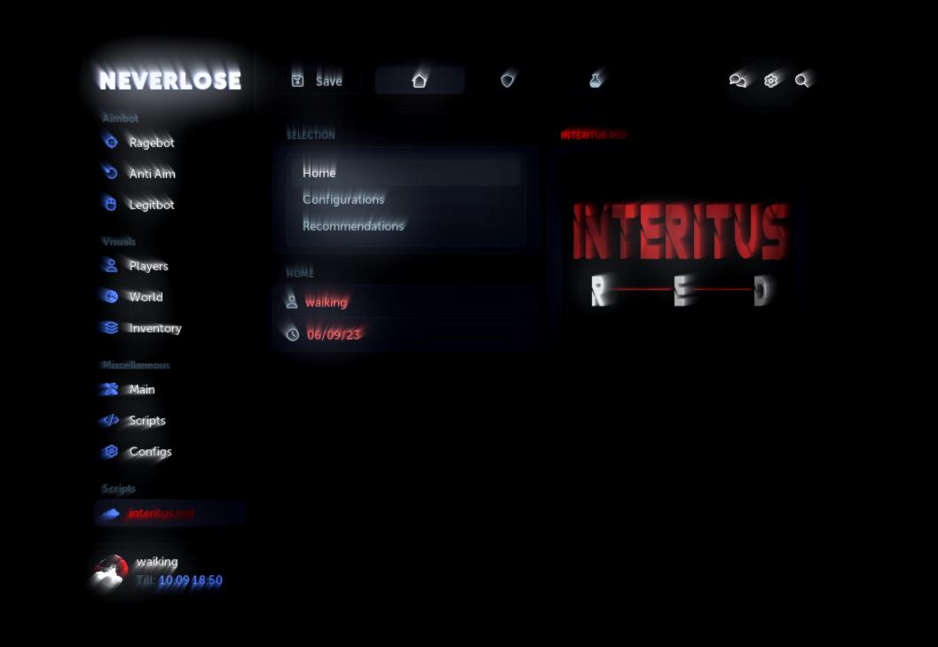NeverLose.cc - Marketplace - Script "🩸 interitus.red | beta"