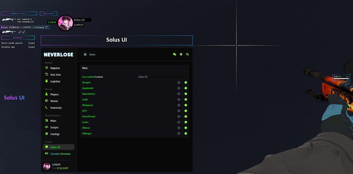 NeverLose.cc - Marketplace - Script "🎆Solus UI"