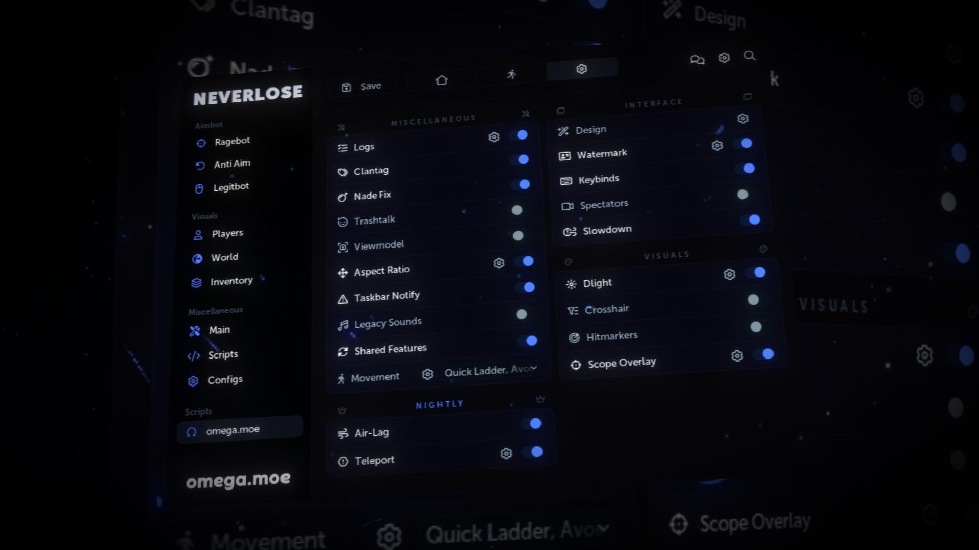 NeverLose.cc - Marketplace - Script "Ω Omega.lua | Alpha"
