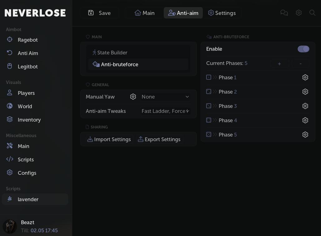 NeverLose.cc - Marketplace - Script "lavender lua"
