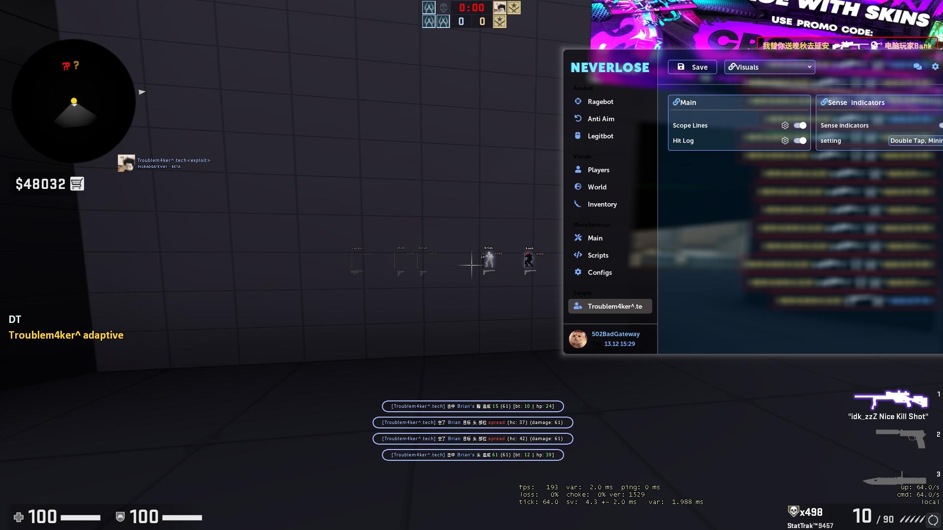 NeverLose.cc - Marketplace - Script "Troublem4ker^.tech 1.0"