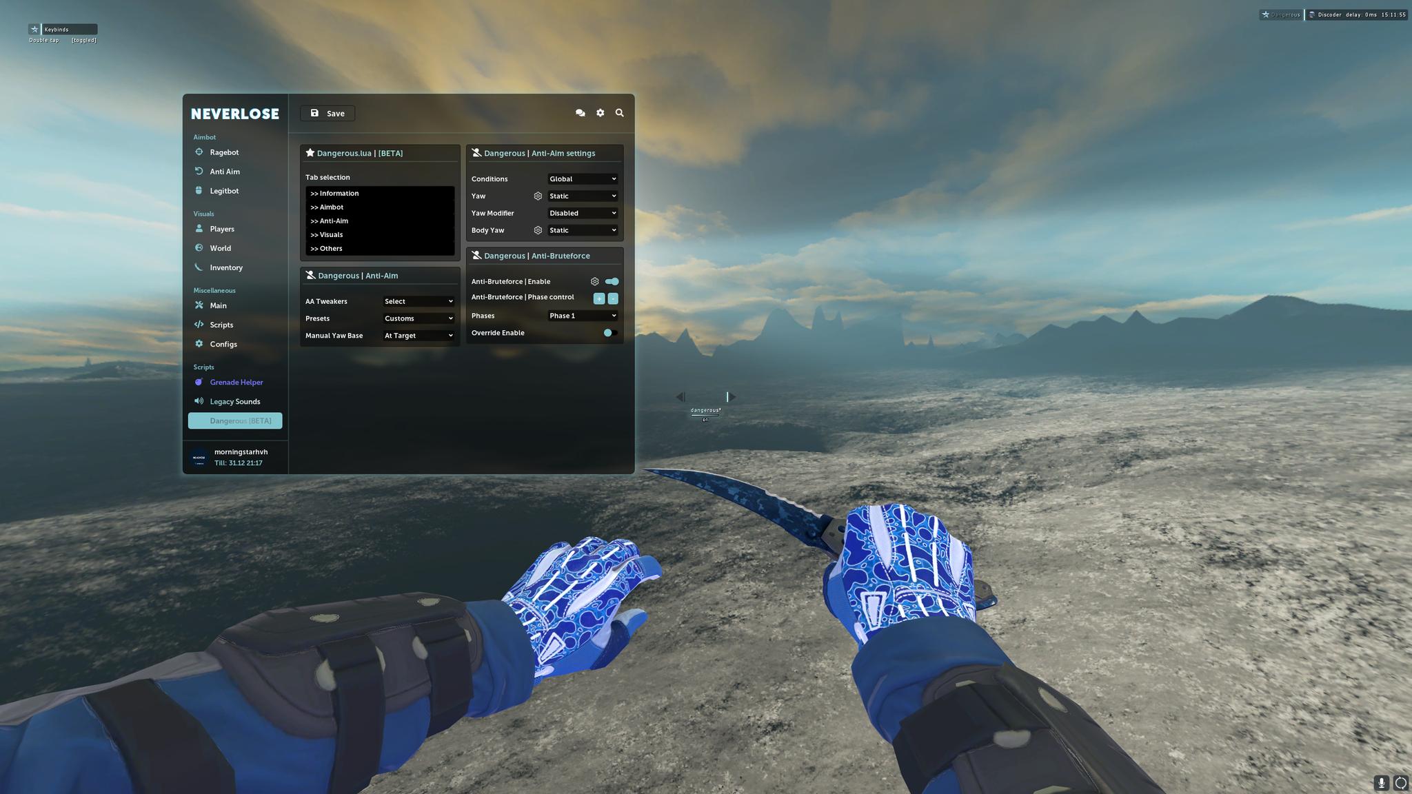 NeverLose.cc - Marketplace - Script "⭐dangerous.lua BETA - BEST AA ...