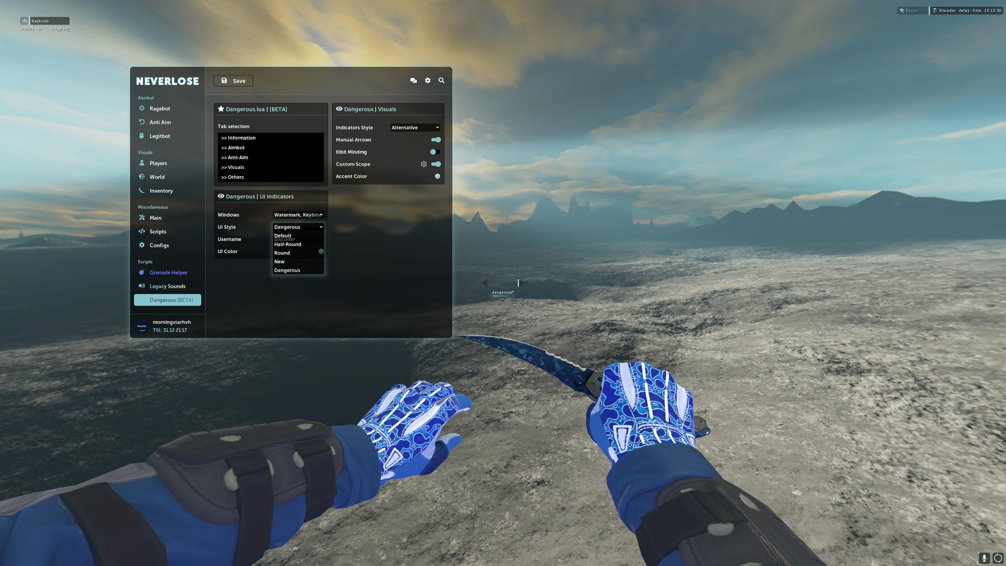 NeverLose.cc - Marketplace - Script "⭐dangerous.lua BETA - BEST AA ...