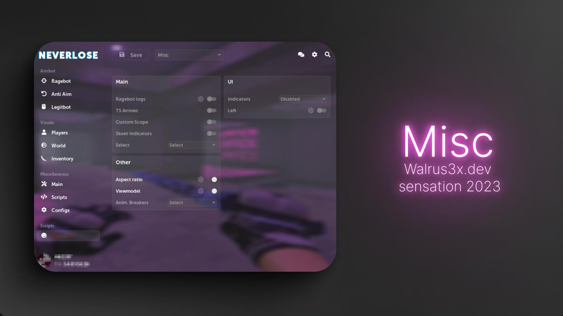 NeverLose.cc - Marketplace - Script "Walrus3x.dev - superior script ...