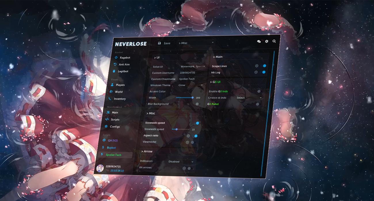 NeverLose.cc - Marketplace - Script " Spoiler.Tech"