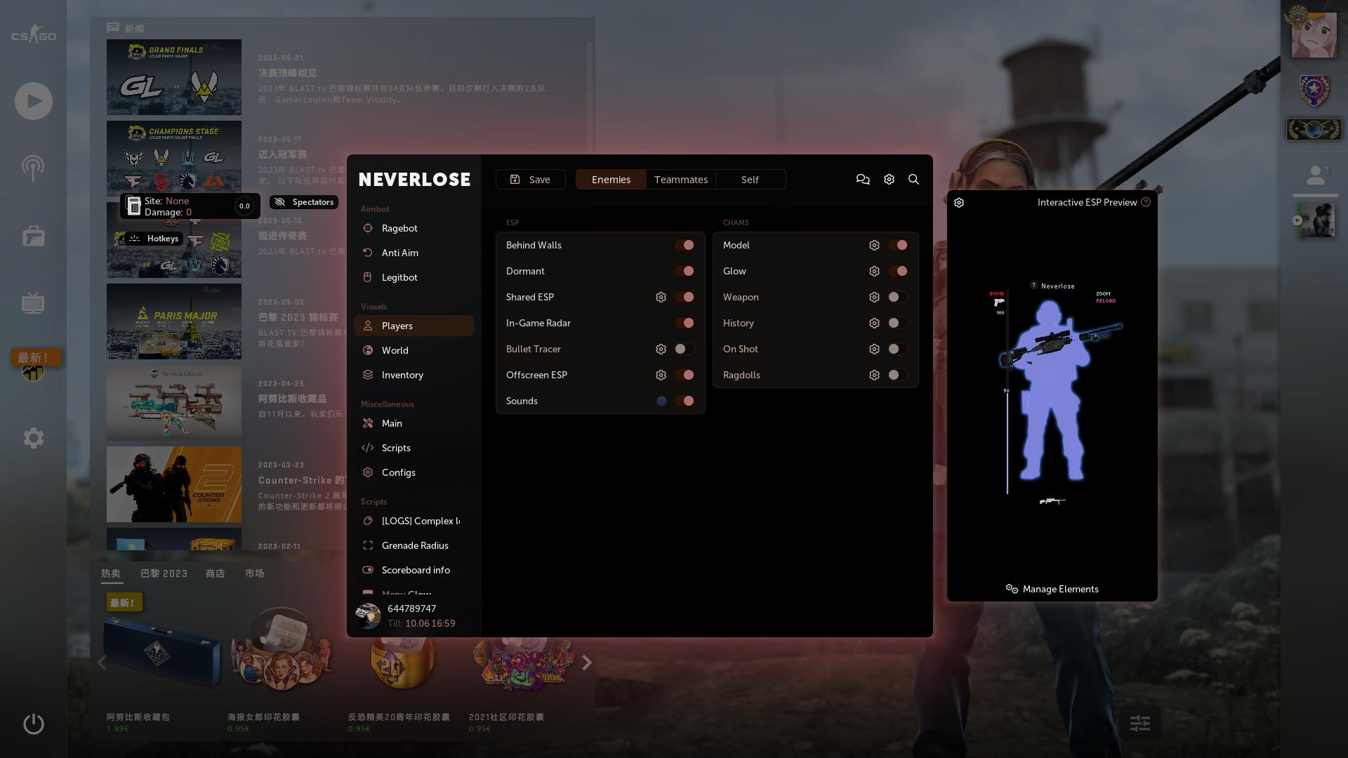 NeverLose.cc - Marketplace - Config "𝙘𝙡𝙤𝙪𝙙𝙮"