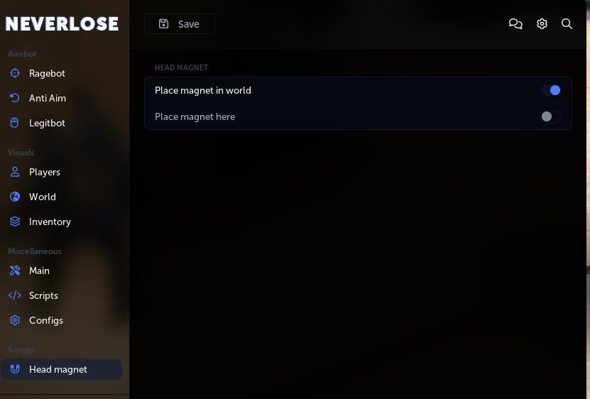 NeverLose.cc - Marketplace - Script "🧲🧲HEAD MAGNET LUA🧲🧲"