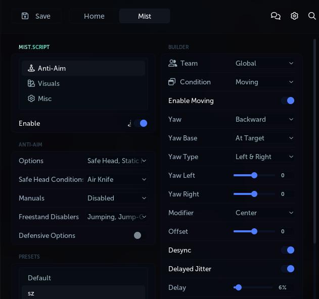 NeverLose.cc - Marketplace - Script "mist.script"