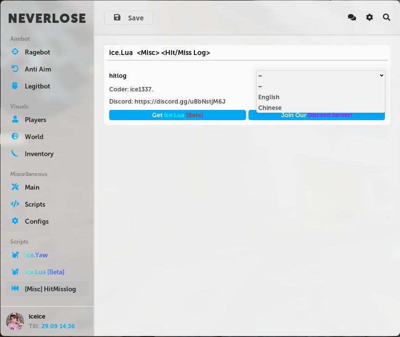 NeverLose.cc - Marketplace - Script "HitMissLog CN/EN"