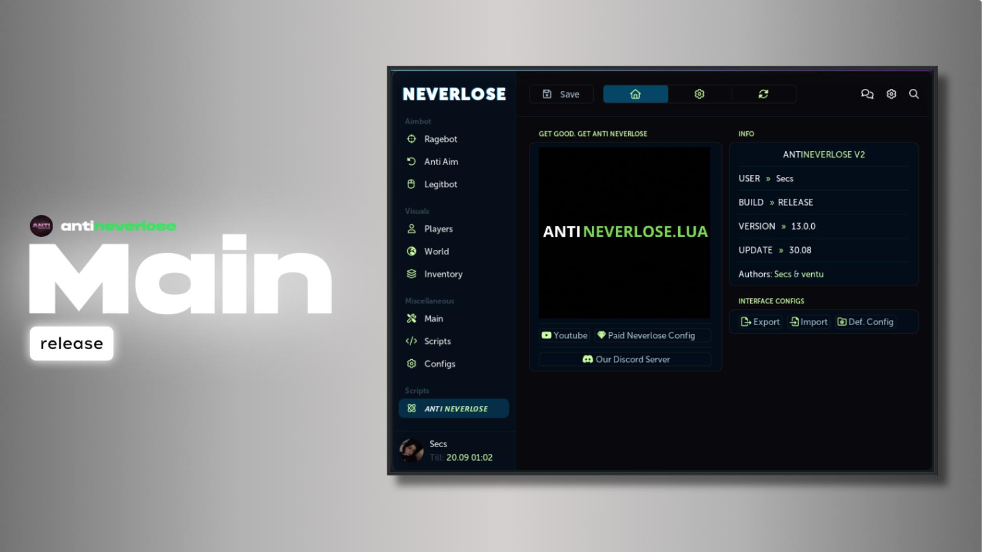 NeverLose.cc - Marketplace - Script "🔥| Anti Neverlose.lua V2 Recode ...