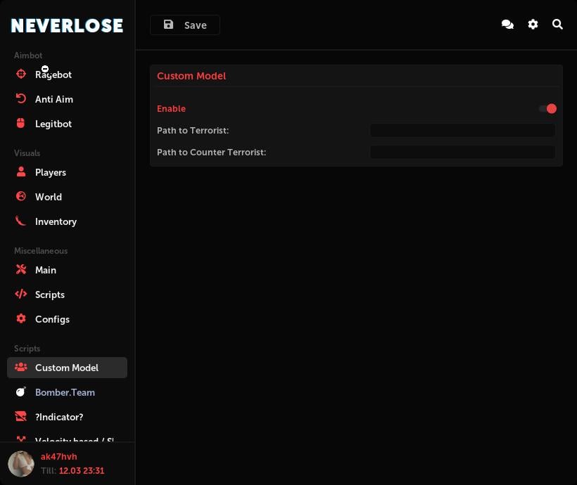 NeverLose.cc - Marketplace - Script "Custom Model Changer"