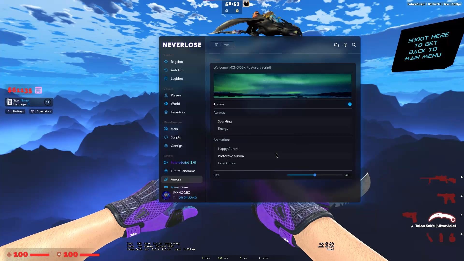 NeverLose.cc - Marketplace - Script "Aurora"