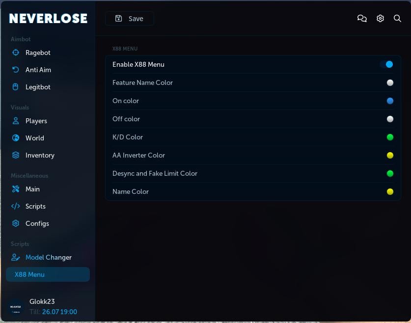 NeverLose.cc - Marketplace - Script "Best x88 menu (Very Close!)"