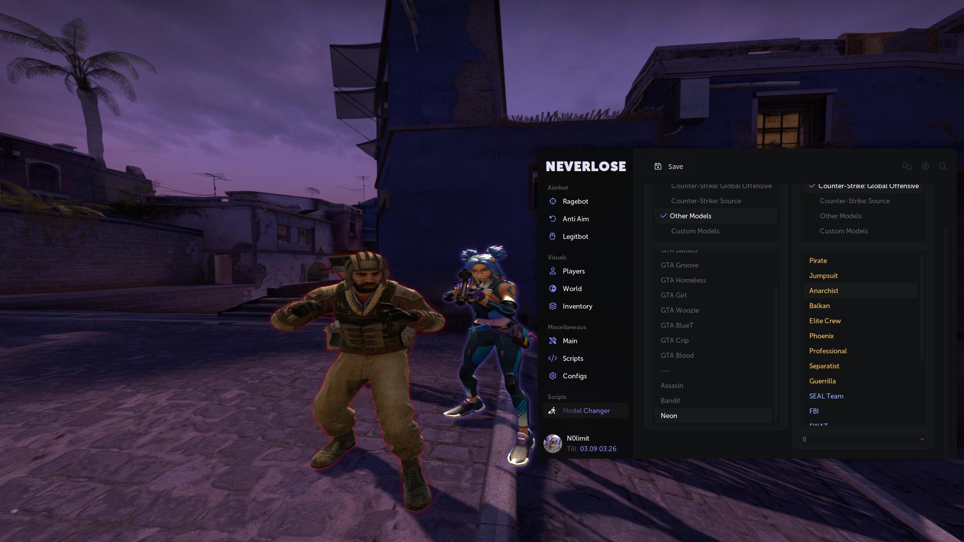 NeverLose.cc - Marketplace - Script "Model Changer⠀⠀⠀⠀⚡(no crash)⚡"