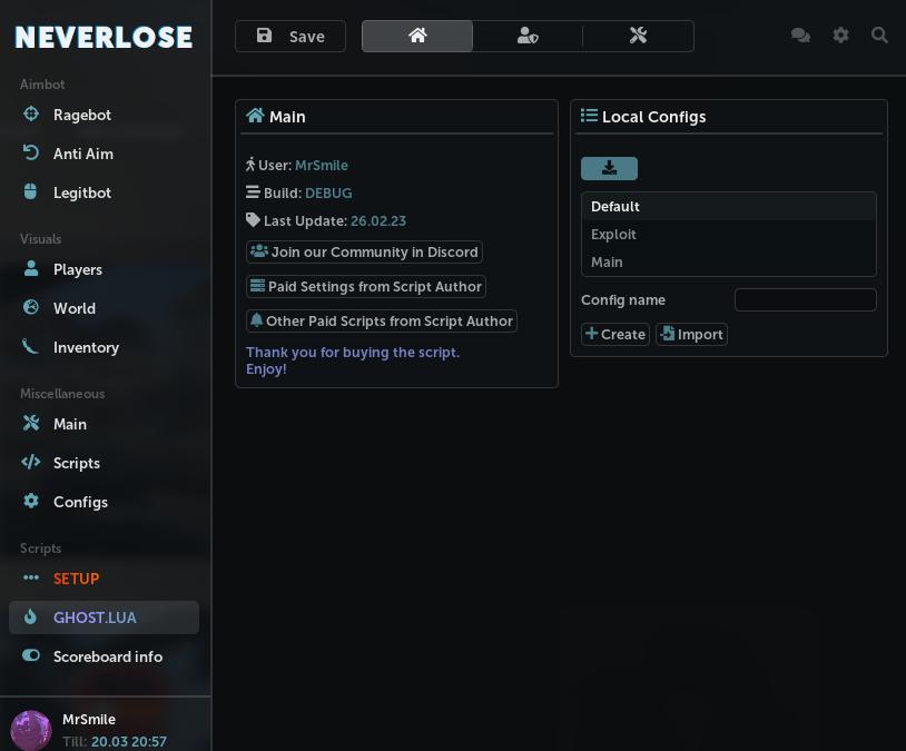 NeverLose.cc - Marketplace - Script "ghost [DEBUG]"