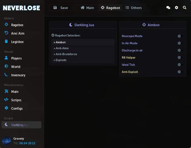 NeverLose.cc - Marketplace - Script "🌙 darkling.lua - Debug [AA Builder, UI, RAGE, VISUALS, etс.]"