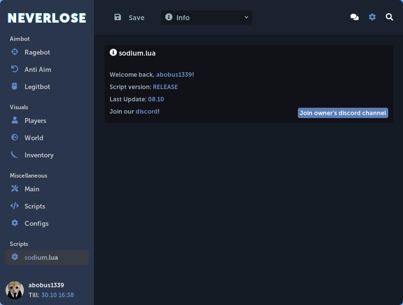 NeverLose.cc - Marketplace - Script "sodium.lua"