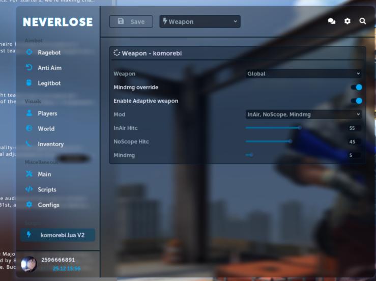 NeverLose.cc - Marketplace - Script "komorebi.lua"