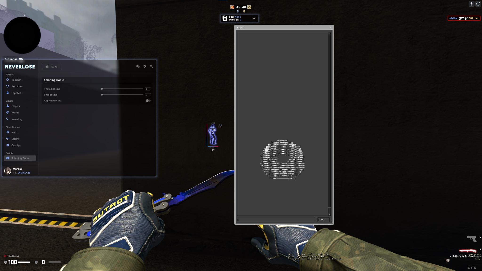 NeverLose.cc - Marketplace - Script "Spinning Donut"