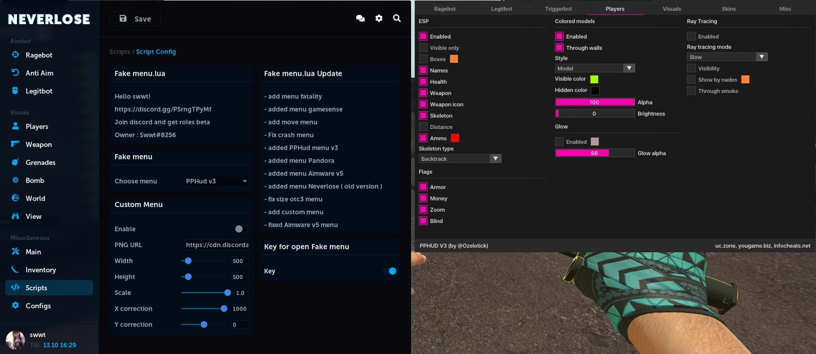 NeverLose.cc - Marketplace - Script "Fake menu (PNG)"