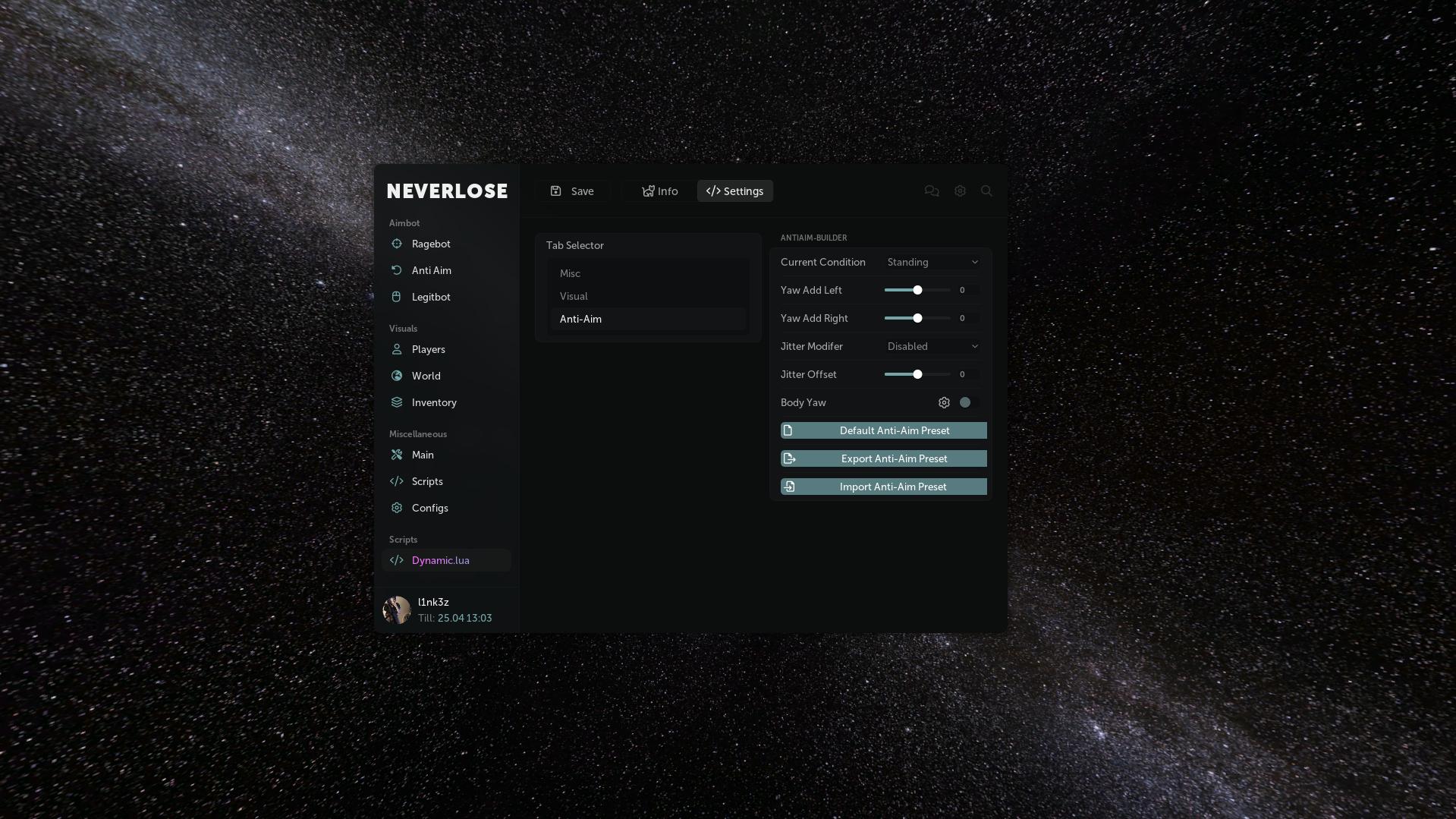 NeverLose.cc - Marketplace - Script "Dynamic.lua ( OPEN SOURCE )"