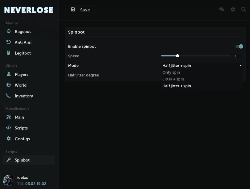NeverLose.cc - Marketplace - Script "💫 Advanced spinbot"