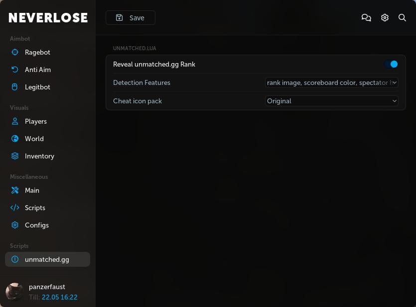 NeverLose.cc - Marketplace - Script "unmatched.gg - Rank and Cheat ...