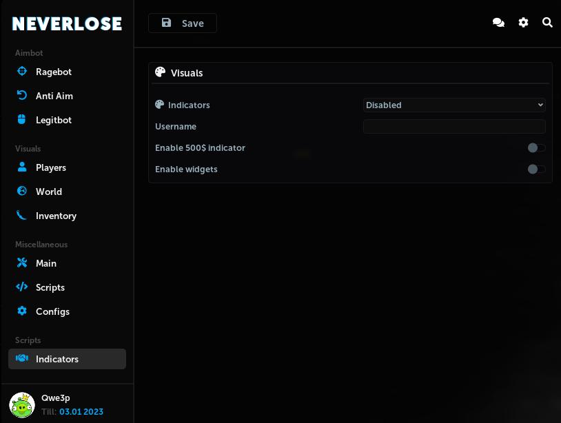 NeverLose.cc - Marketplace - Script "Indicators pack,solus ui and more"