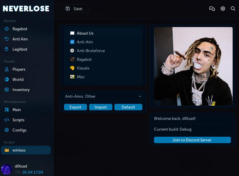 NeverLose.cc - Marketplace - Script "👑 winless.lua debug 👑"