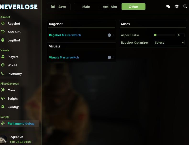 NeverLose.cc - Marketplace - Script "🚬Parliament.Lua (DEBUG)"