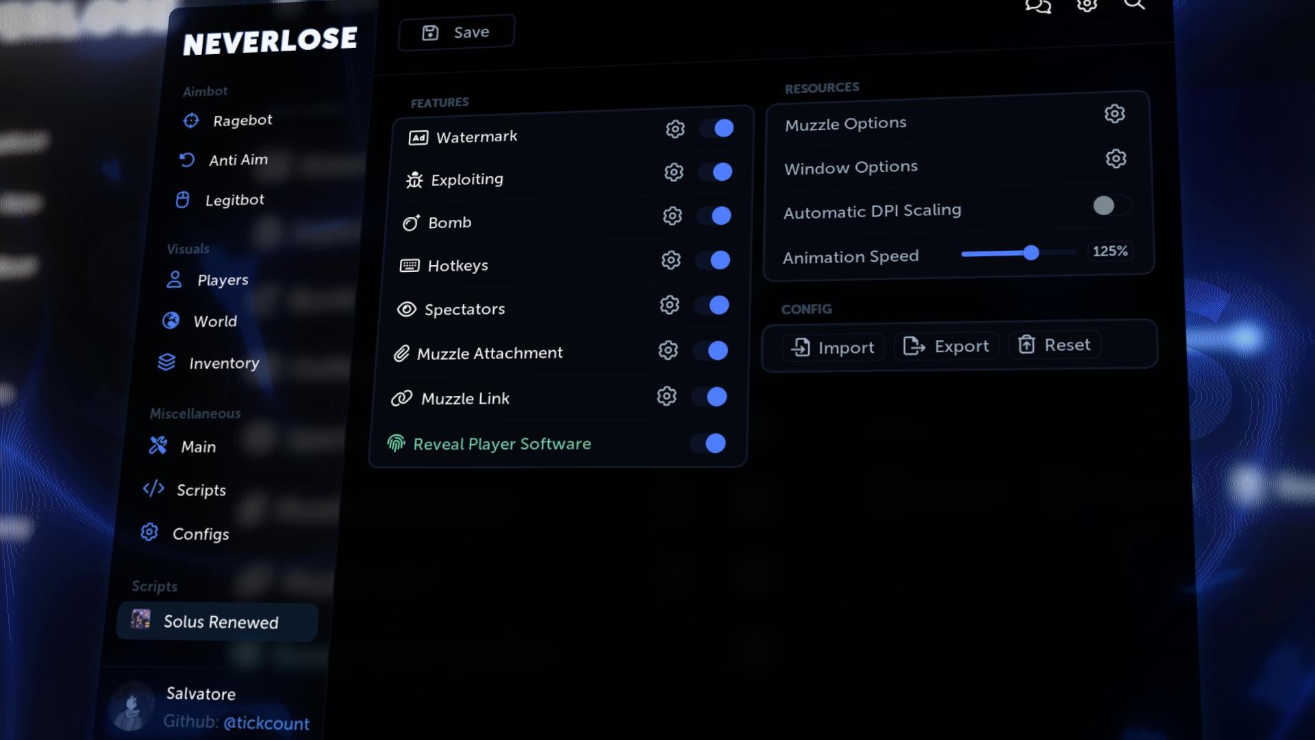NeverLose.cc - Marketplace - Script "🔮 Solus & Cheat Revealer"