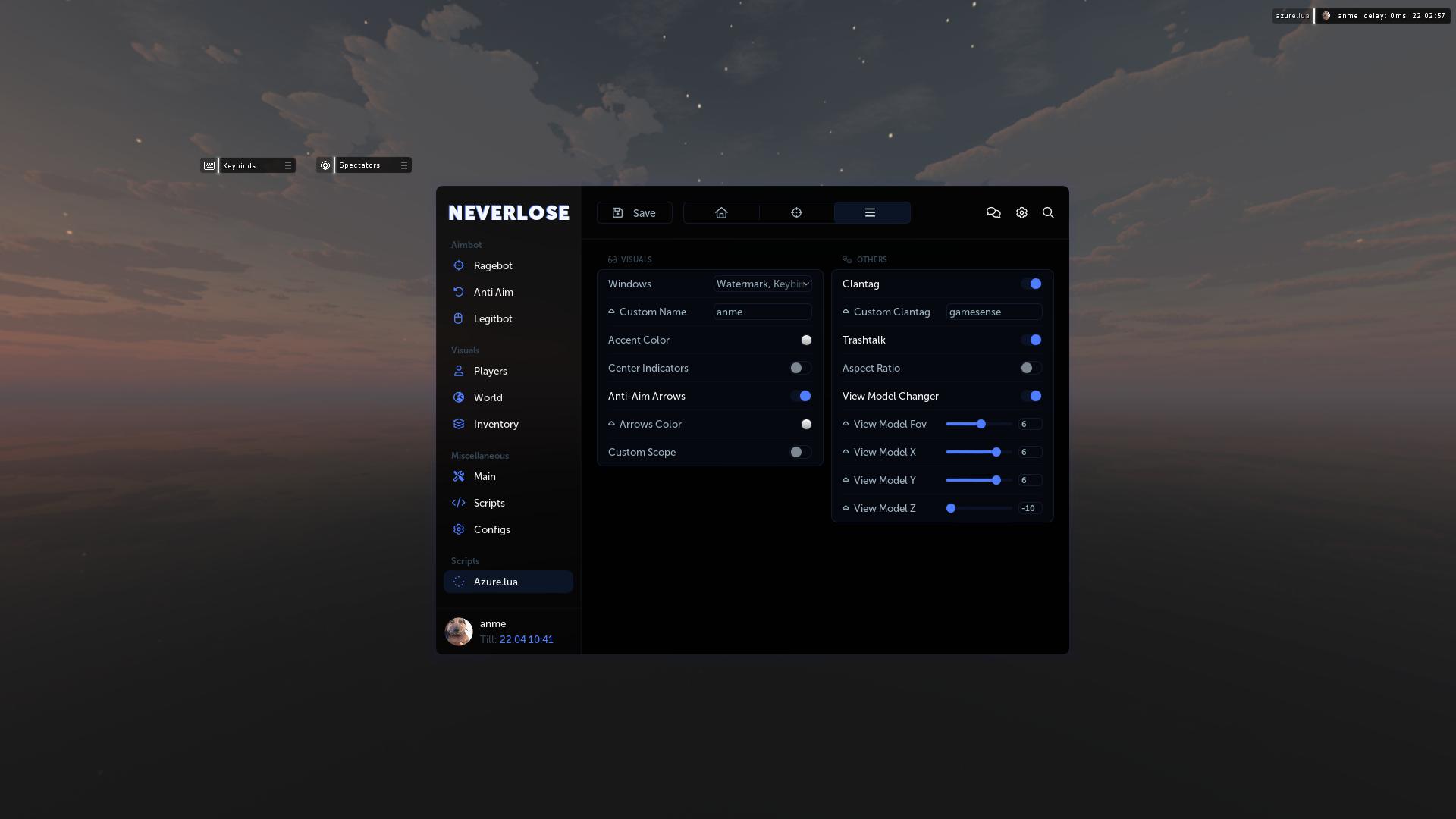 NeverLose.cc - Marketplace - Script "⭐ Azure.lua (Stable Version)"