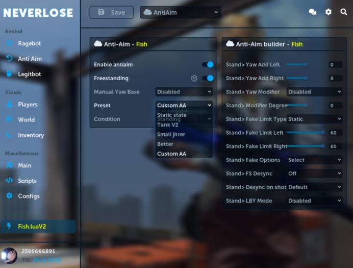 NeverLose.cc - Marketplace - Script "custom lua"