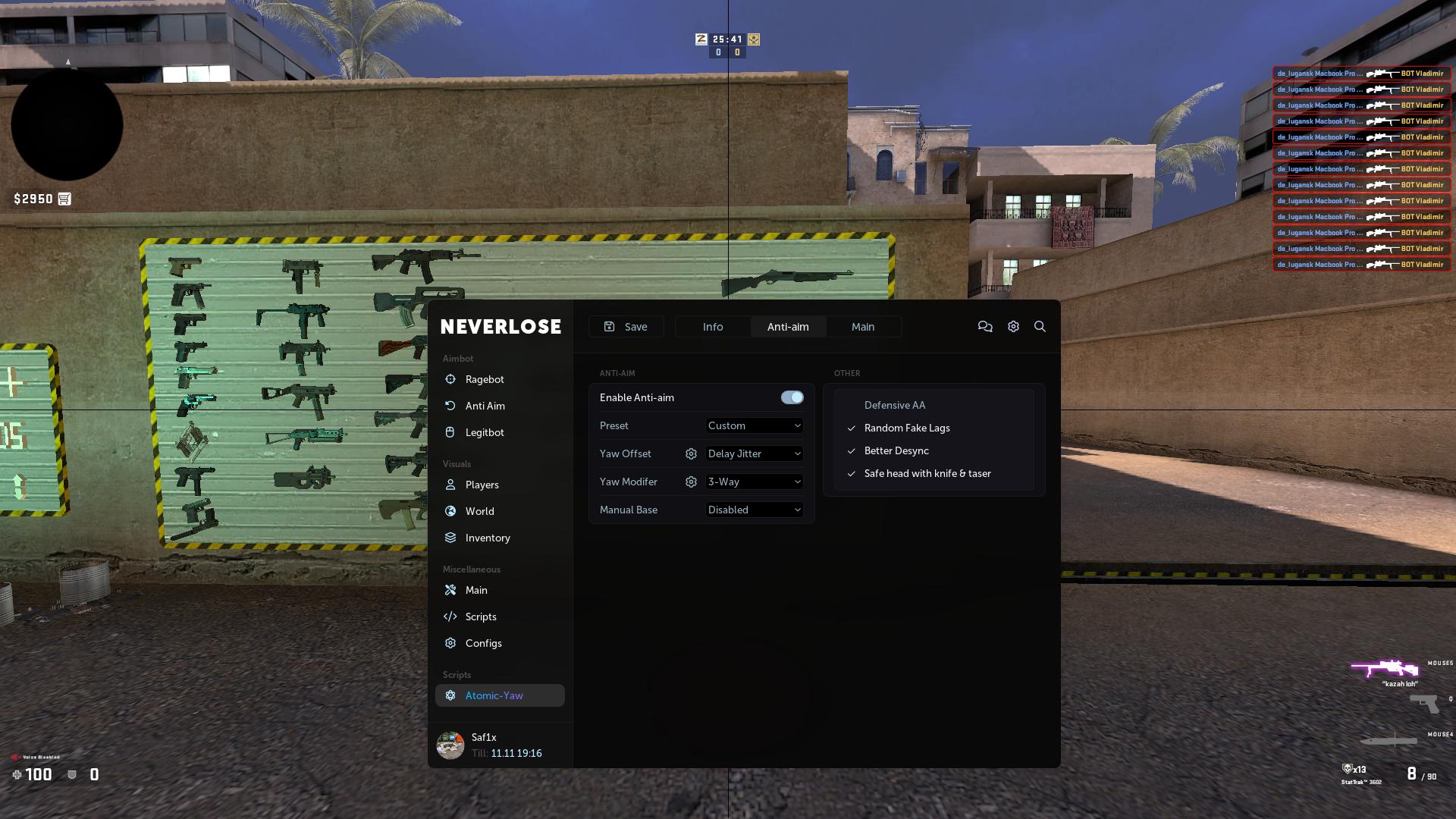 NeverLose.cc - Marketplace - Script "Atomic-Yaw debug"