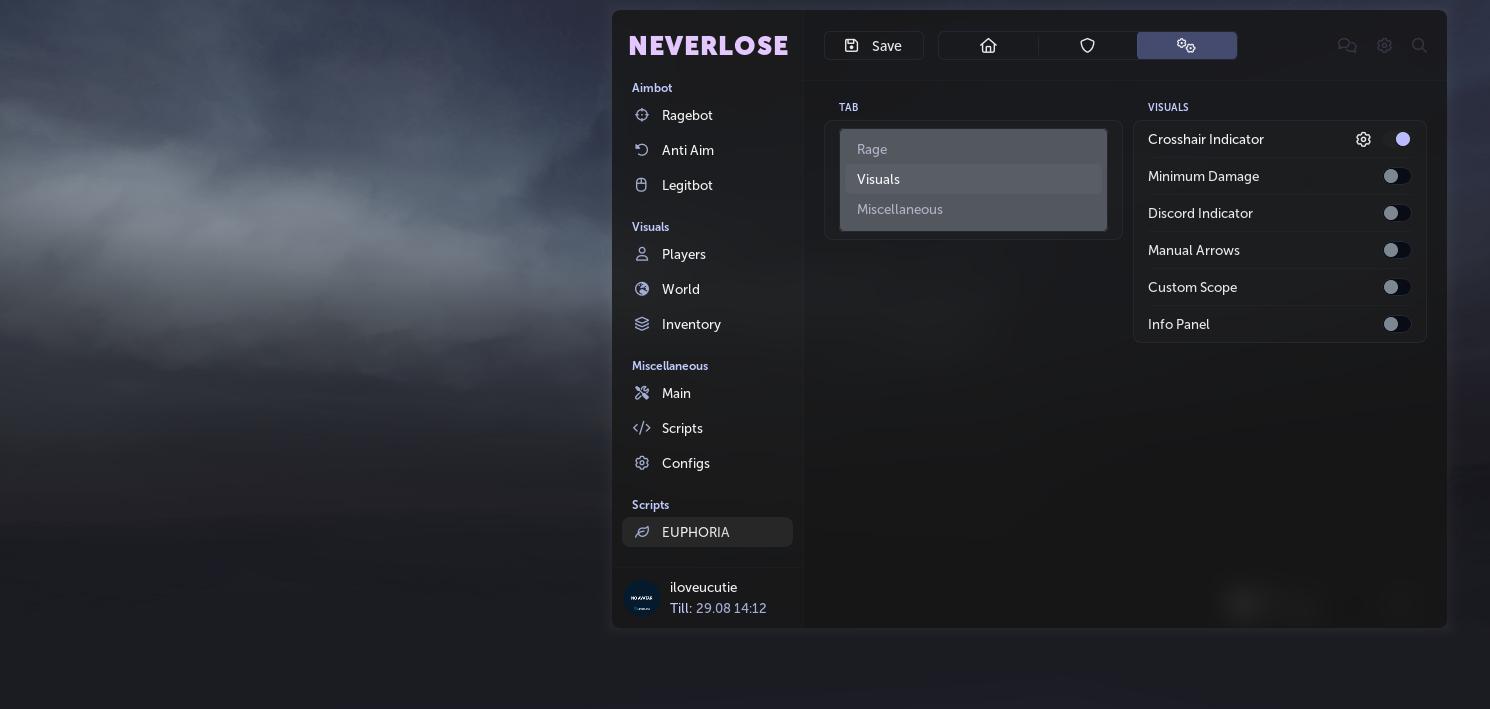 NeverLose.cc - Marketplace - Script "💦euphoria.lua ~ unhittable aa ...