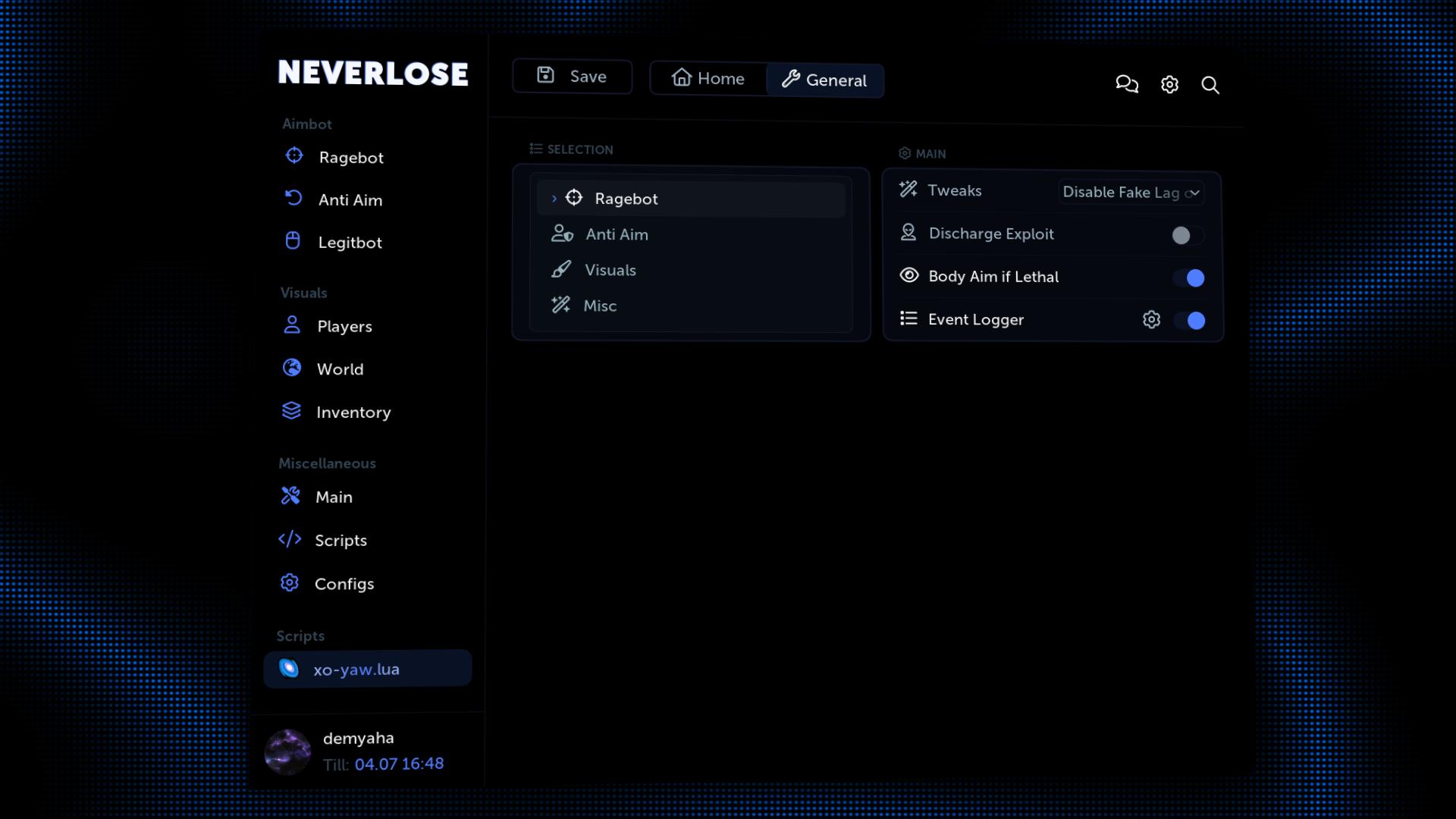 NeverLose.cc - Marketplace - Script "💜 xo-yaw.lua | stay with us or ...
